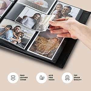 BLYNG Photo Album 4x6 - Picture Album 500 Slots of Horizontal and Vertical Photo Slots, Album Cover is Designed with Faux Leather, Great for Wedding, Anniversary, Baby, Family, (Black)