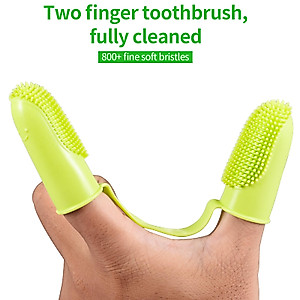 Kitty&doggy Go 3 Packs Dog Toothbrush Dog Tooth Brushing Kit, Pink Blue Green Soft Double Finger Toothbrush for Dogs Small Breed, Medium Large Dogs