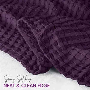 Utopia Bedding Plum 100% Cotton Waffle Blanket 300 GSM [Queen - 90x90 Inch] Soft Lightweight Breathable Bed Blanket for All Season
