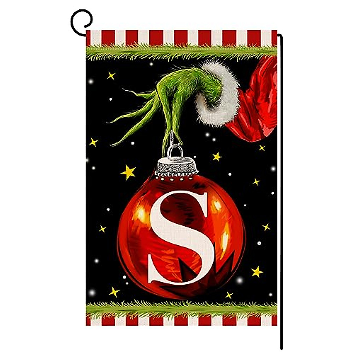 BLKWHT Christmas Monogram Letter S Garden Flag 12x18 Vertical Double Sided Winter Holiday Outside Decorations Burlap Family Last Name Initial Yard Flag