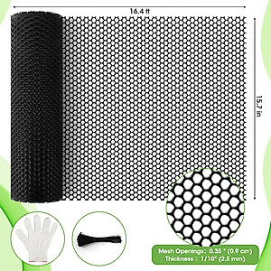 Unves 15.7IN x 16.4FT Plastic Chicken Wire Fencing Mesh, Hexagonal Chicken Wire Fence for Gardening, Poultry Netting, Floral Netting, Construction Barrier Netting, Chicken Wire Mesh Roll