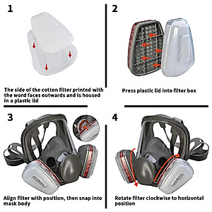 Faburo Full Face Respirator Mask, Reusable Full-Face Mask Respirator with Filter, Full Face Cover Gas Mask with Filters for Paint, Against Dust, Spray, Construction Work, Welding, Sanding