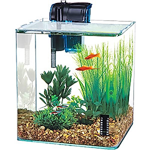 Penn-Plax Water-World Vertex Desktop Aquarium Kit - Perfect for Shrimp & Small Fish - 5 Gallon Tank