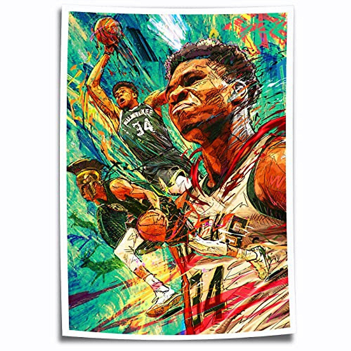Giannis Antetokounmpo Poster Basketball Posters Print Canvas Wall Art Decor for Boys Room Large Picture Painting NOUCAN (16x24 No Framed,A)
