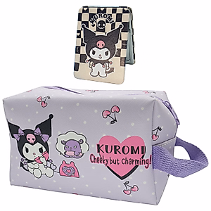 Kumi Travel Cosmetic Bag, Large Capacity Cartoon Cosmetic Pouch Makeup Bag with Zipper, PU Travel Toiletry Bag Makeup Accessories Organizer, Foldable Storage Bags Makeup Pouch for Women Girls