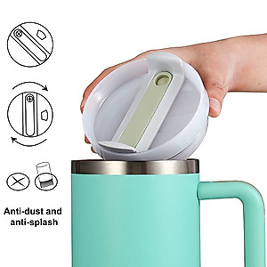 JOZELNK 40oz Tumbler with Handle, Insulated Big Mug wtih Straw and Lid, Stainless Steel Double Wall Vacuum Iced Coffee Cup (Eucalyptus)