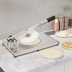 EODSAD Pizza Dough Press Machine, 9.5 Manual Pastry Press Machine Stainless Steel Cake Pizza Dough Bread Dough Pastry Press Machine Dia. 7.87inch Platen for Home Kitchen & Commercial Use
