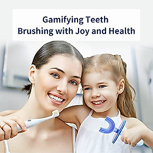 Little Meerkat 2Pcs U Shaped Toothbrush Kids, Toddler Toothbrush with 4 Brush Head, 360° Toothbrush Kids to with kid Age 7-12, L