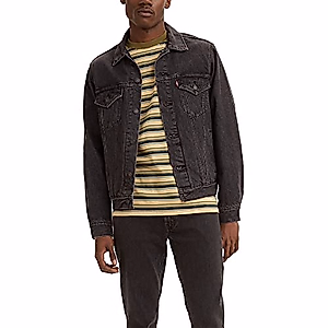 Levi's Men's Vintage Relaxed Lined Trucker Jacket, Black Stonewash, Large