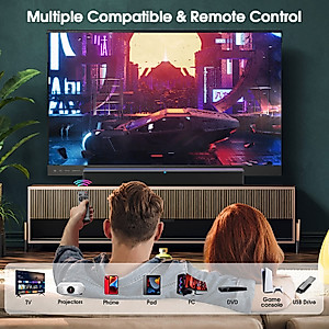 W-KING 70W Wireless Sound Bars for TV with Subwoofer (Bulit-in), 35.4" TV Speakers Sound Bar with Bluetooth/HDMI-ARC/Optical/Coaxial/AUX/RCA/USB Drive, Surround Sound Home Soundbar with SUB Out/3-EQ