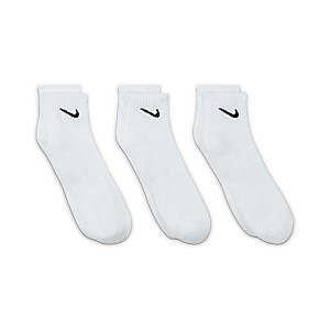 Nike Everyday Cushion Ankle Training Socks (3 Pair), Men's & Women's Ankle Socks with Sweat-Wicking Technology, White/Black, X-Large