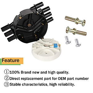 Ignition Distributor Cap and Rotor Kit Compatible with GMC Chevrolet Trucks V6 4.3L Vortec - 1996-2005 Astro Blazer, 1996-2001 Jimmy and more | Replace DR475 DR331 D465 D328A 10452457 10452458