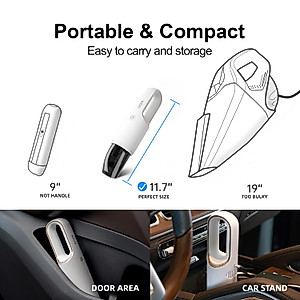 Photoncat Handheld Vacuum Cordless Car Vacuum Rechargeable Dust Busters Portable Small Hand Held Vacuuming White, Mini Vacuum Cleaner for Home, Office, Car, Pet Hair