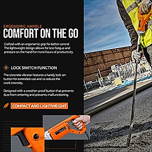 SuperHandy Concrete Vibrating Power Tool, 13k VPM, 4.9 Ft Flex Hose Immersion Shaft, Cement Vibrarator, Electric Corded Handheld, 110VAC 1HP Motor - Remove Air Bubble, Level & Mix Concrete