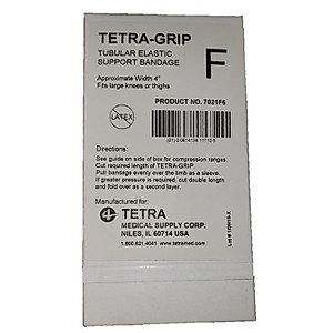 Tetra-Grip Tubular Elastic Support Bandage Size F, 4” x 11 Yd Latex-Free, One 11 yd Roll per Box