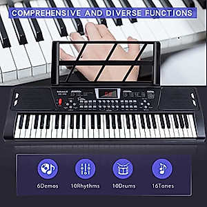 biikoosii 61 key piano keyboard,keyboard piano for beginners keyboard piano with built-in dual speakers and microphone portable digital electric piano