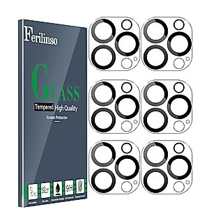 Ferilinso [6 Pack] Camera Lens Protector for iPhone 14 Pro Max iPhone 15 Pro Max iPhone 14 Pro iPhone 15 Pro Accessories Camera Screen Cover 9H Glass Unbreakable Protection Case Friendly