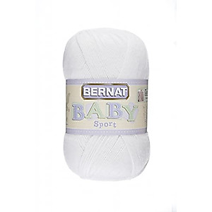 Bernat Baby Sport BB Baby White Yarn - 1 Pack of 12.3oz/350g - Acrylic - #3 Light - 1256 Yards - Knitting, Crocheting & Crafts