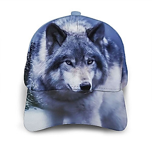 Wolf Baseball Cap Women Ponytail Cap Adjustable Baseball hat for Unisex Washed Trucker