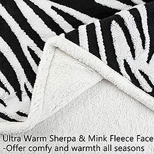 Sherpa Blanket Plush Throw Blanket Size 50" x 60" Bedding Fleece Reversible Blanket for Bed and Couch, Super Soft Comfy Warm Fuzzy TV Blanket Zebra