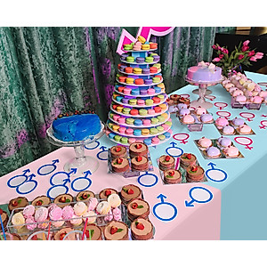 Peryiter 3 Pcs Disposable Gender Reveal Party Supplies Plastic Gender Reveal Tablecloths Waterproof Pink and Blue Tablecloth for Boy or Girl Baby Shower Birthday Party Decorations, 54 x 108 Inches