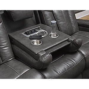 Signature DESIGN BY ASHLEY Turbulance Power Reclining Sofa with USB Charging Port, Dark Gray