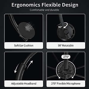 NUBWO HW03 Headset with Microphone for PC，3.5mm Jack，Volume Control，Wired Computer Headset for Zoom Skype,for Office,Business, Call Center