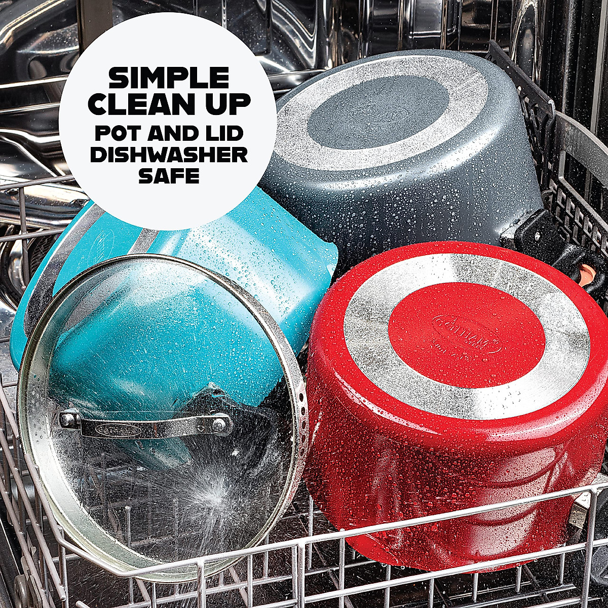 Gotham Steel 5 Quart Stock Multipurpose Pasta Pot with Strainer Lid & Twist and Lock Handles, Nonstick Ceramic Surface Makes for Effortless Cleanup with Tempered Glass Lid, Dishwasher Safe, Graphite