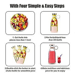 Portable Blender, Multifunctional Personal Size Blender with USB Rechargeable, Mini Smoothie Blender , Hand Blender for Home Office Gym Travel,A fancy gift (Pink)