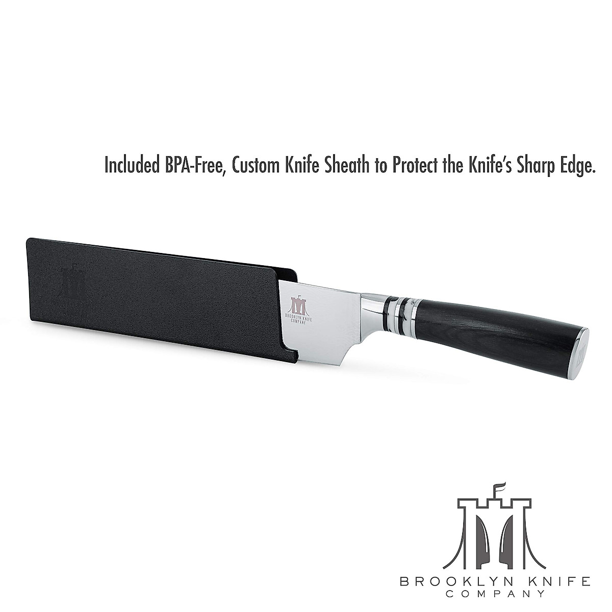 Brooklyn Knife Co. Cleaver Nakiri Butcher Knife - Japanese Seigaiha Series - Etched High Carbon Steel 7-Inch