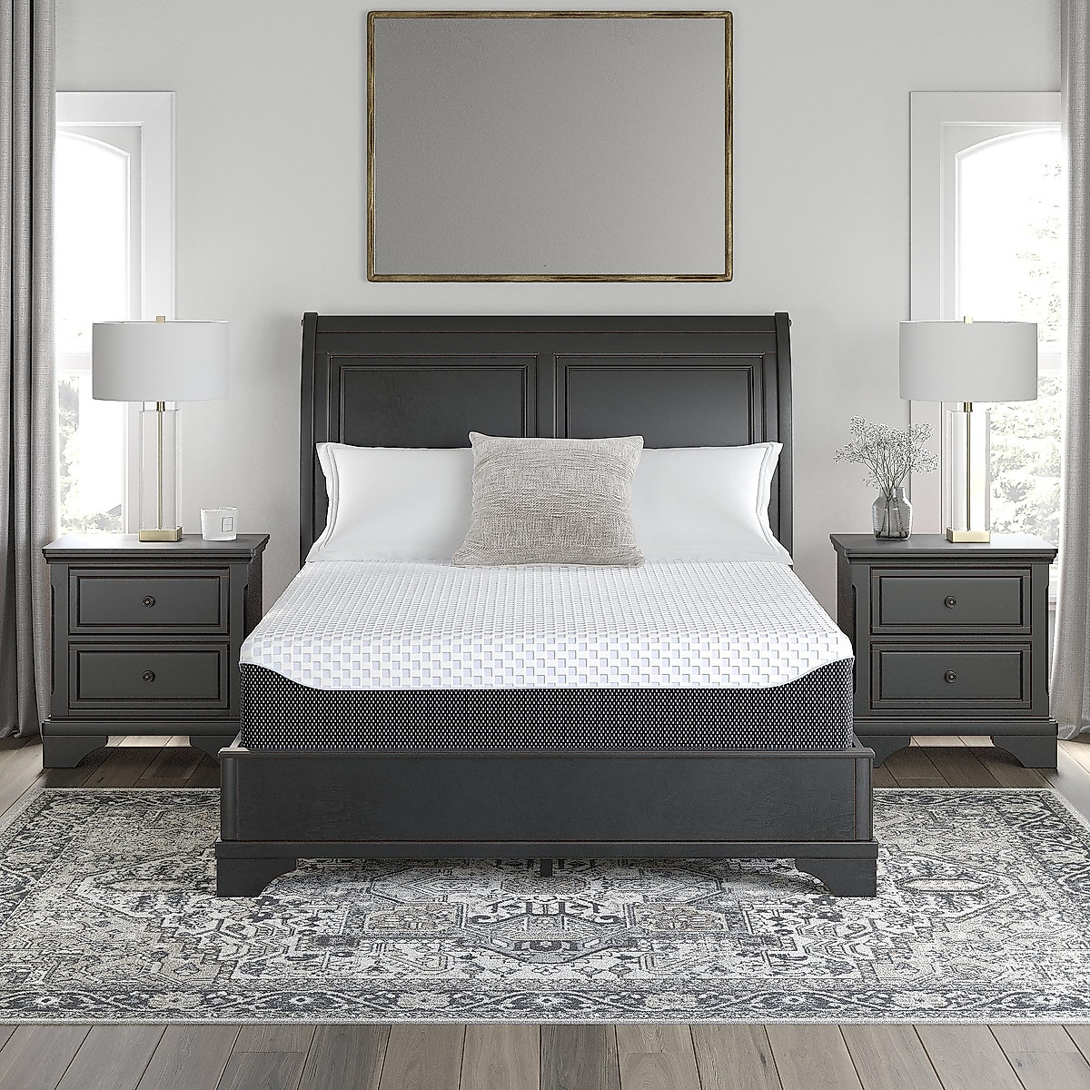 Signature Design by Ashley King Size Chime Elite 14 Inch Plush Green Tea & Charcoal Gel Memory Foam Mattress with Micro Cool Cover