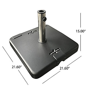 Christopher Knight Home Larissa Outdoor 119lb Concrete Square Umbrella Base with Stainless Steel Collar, Black