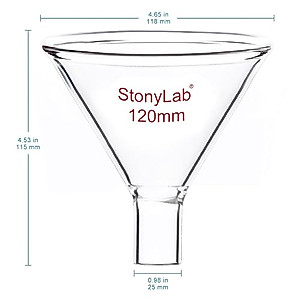 stonylab Glass Powder Funnel, Heavy Wall Borosilicate Glass Short Stem Funnel with 120 mm Top Diameter and 22 mm Stem Length