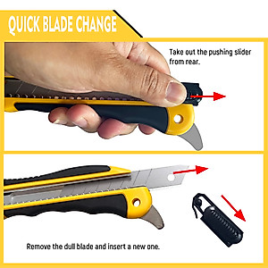 XW 4-pack 18mm Snap-off Blade Box Cutter, Razor Blade Utility Knife, Extra 10 Blades Included