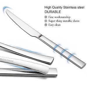 HaWare 65 Pieces Silverware Flatware Set for 12, Durable Stainless Steel Eating Utensils with Knife Fork Spoon Hostess Tableware, Modern Elegant Ergonomic Design, Dishwasher Safe