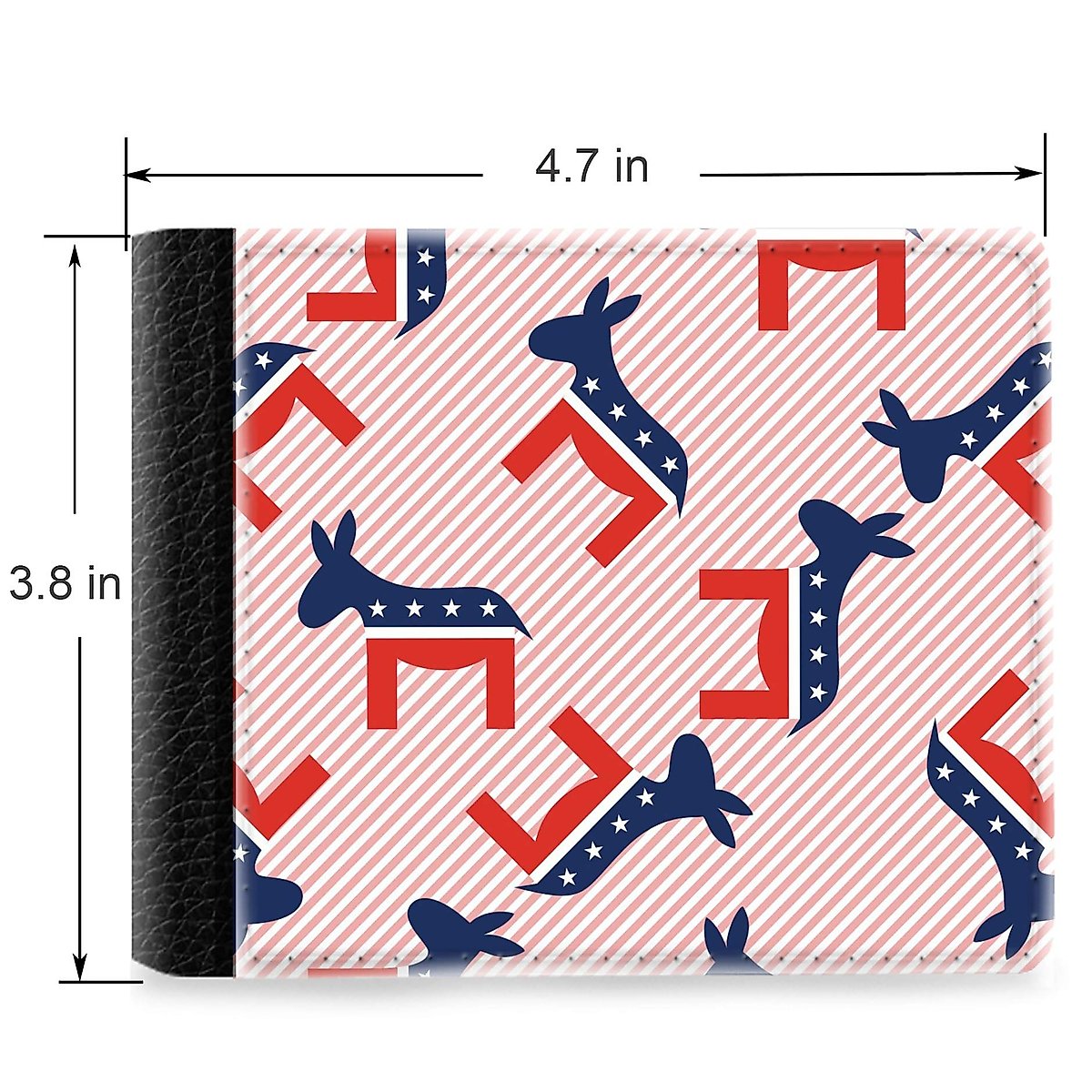 Ztion Unique Desige Pattern - Democrat Donkeys pattern on red stripes, Slim Front Pocket Wallet Billfold RFID Blocking