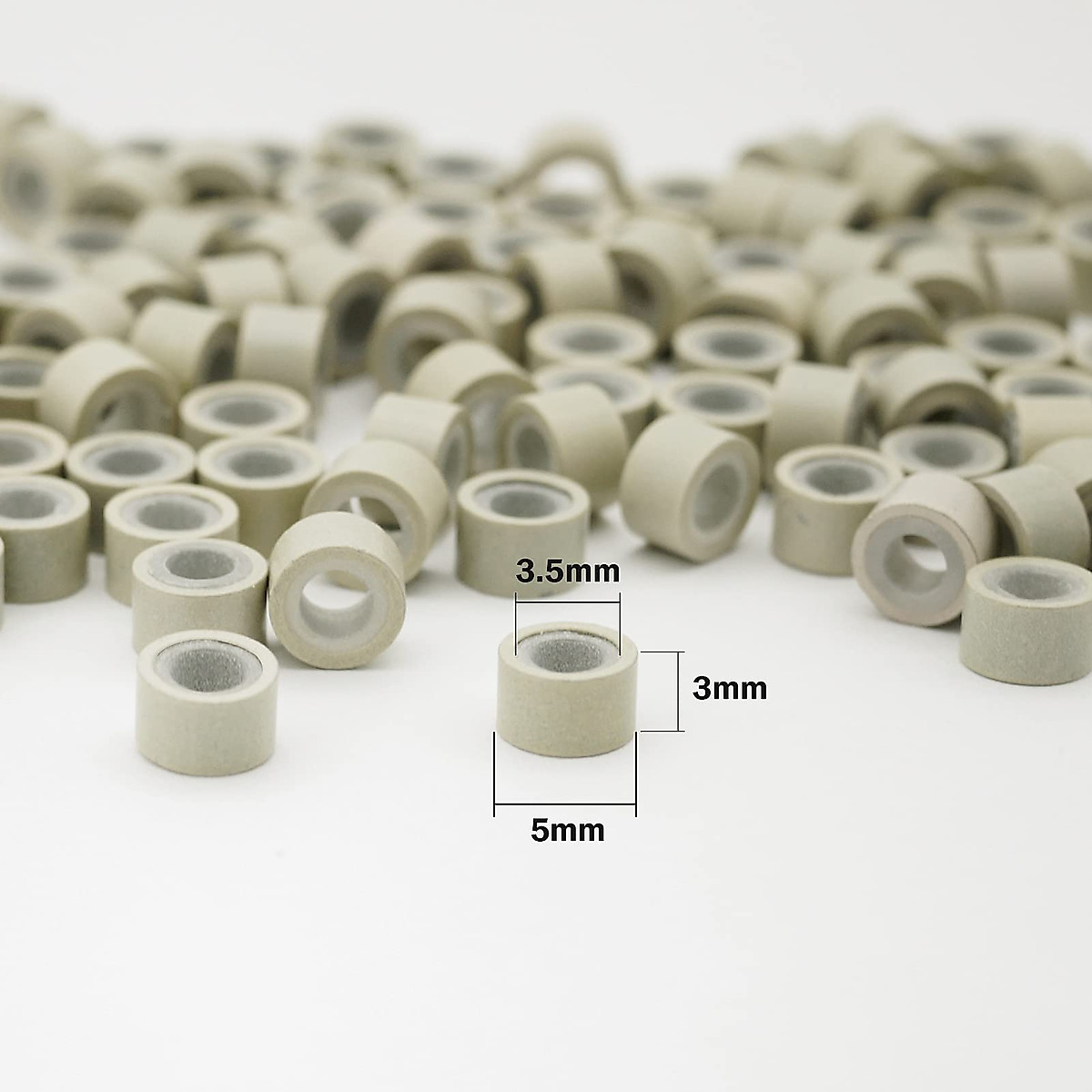 Hair Extension Tool Kit, Bead Device Tool, Silicone Lined Links Beads, Curved Hair Plier, for Tinsel and Feather Hair Extensions or Removal (Beige)