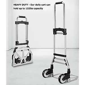 Heavy Duty Folding Hand Truck Dolly Cart Luggage Cart with 2 Elastic Ropes Telescoping Handle Handing Truck for Luggage Moving Travel Shopping Office Use (132 Lb 2 Wheels)