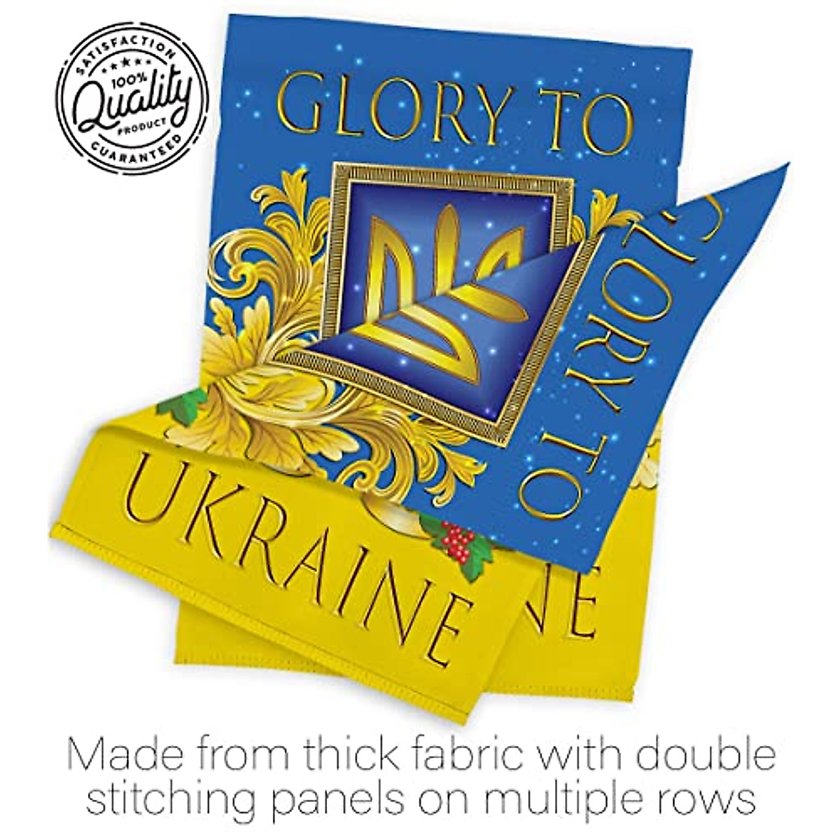 Ukraine Flag Glory to Ukraine Garden Flag Set Wood Dowel Support Cause Stand with Ukrainian House Decoration Banner Small Yard Gift Double-Sided, Made in USA