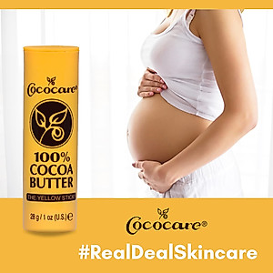 Cococare 100% Cocoa Butter Stick - All-Natural Cocoa Butter Emollient for Ultimate Skin Hydration & Protection - The Yellow Stick - (6 Pack)
