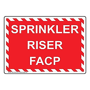 ComplianceSigns.com Sprinkler Riser Facp Safety Sign, 10x7 inch Plastic for Fire Safety/Equipment