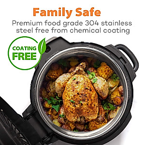 Stainless Steel Inner Pot Replacement Insert Liner Accessory Compatible with Ninja Foodi 5 Quart, By Sicheer