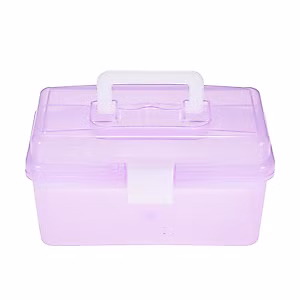 Craft Storage Container,SIUKE Clear Plastic Art Storage Box Watercolor Oil Painting Supplies Multipurpose Case Portable for Artists Students, Purple