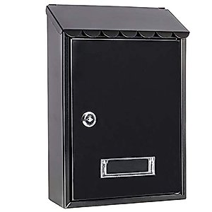 Jssmst Mailboxes Wall Mount with Key Lock – Small Metal Mailboxes Horizontal, 12.4 x 8.3 x 3.05 Inch, Black New