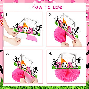 Soccer Birthday Party Decorations for Girls - 8pcs Soccer Honeycomb Centerpiece, Pink Soccer Birthday Party Table Decorations for Football Sports Themed Birthday Baby Shower Party Supplies