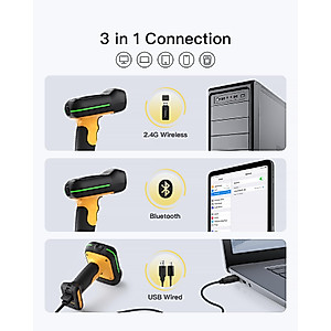 Inateck Industrial Barcode Scanner Bluetooth, 1D 2D QR Code Scanner Wireless with IP67 Waterproof and Dustproof, Handscanner with App & SDK, BCST-75