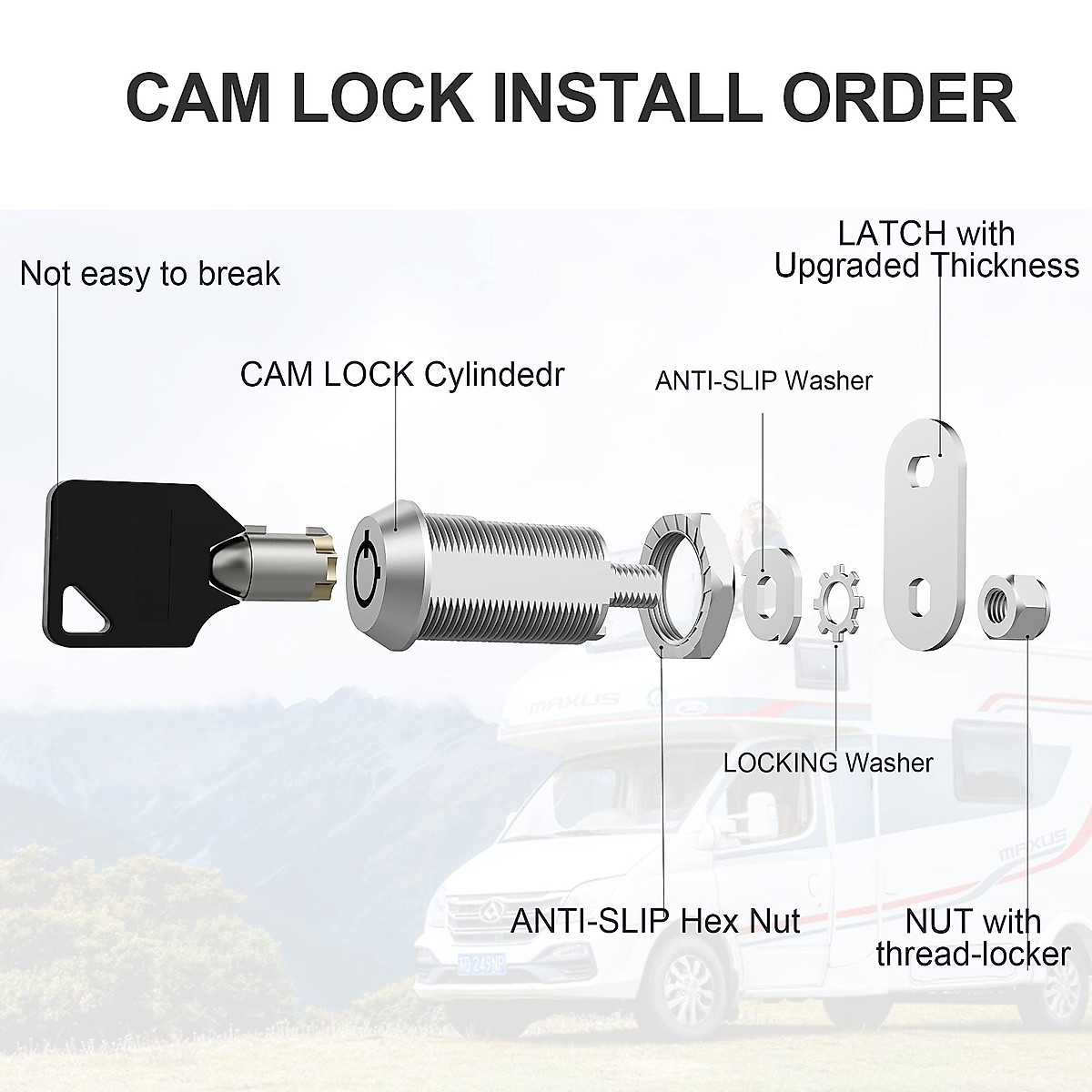 3 Pack Cabinet Locks with Keys, 5/8" Cam Locks Keyed Alike, RV Storage Lock for RV Compartment Door Mailbox Toolbox Locks Replacement Set, Chrome