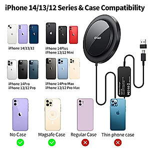 Magnetic Wireless Car Charger for iPhone 14 Pro Max/14 Pro/14/14 Plus/Magsafe case,iPhone 13/12 Series,OTAO Air Vent Clip [with QC3.0 Adapter] Windshield Dashboard Car Mount Phone Holder