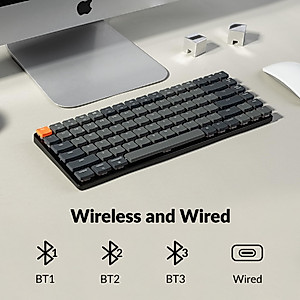 Keychron K3 Version 2, 84 Keys Ultra-Slim Wireless Bluetooth/USB Wired Mechanical Keyboard with White LED Backlit, Low-Profile Gateron Mechanical Blue Switch Compatible with Mac Windows