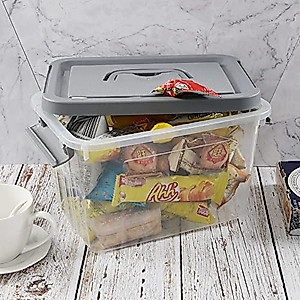 CadineUS 6-pack 6 Liter Plastic Boxes, Clear Storage Bins with Lids